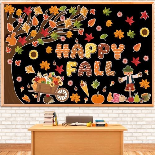 Amazon.com: 109Pcs Happy Fall Bulletin Board Decorations Set Autumn ...
