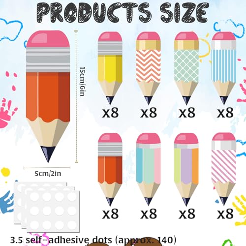 64Pcs Colorful Pencil Paper Cutting Name Tags for Classroom, Preschool ...