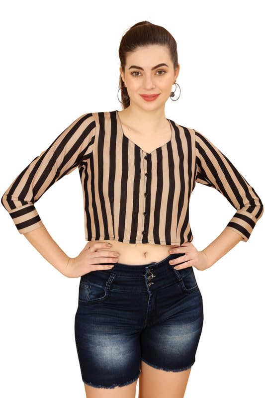 PSBT Quality on way Women's Tops Strips Black Gold S : Amazon.in: Clothing & Accessories