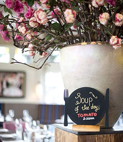 SECURIT Skyra Silhouette Plate Wood Base, Table Chalk Board with Chalk ...