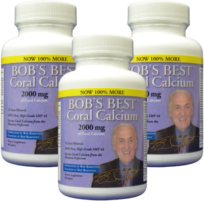Amazon.com: Bob's Best Coral Calcium 2000mg, 3 PACK of 90 Caplets NEW ...