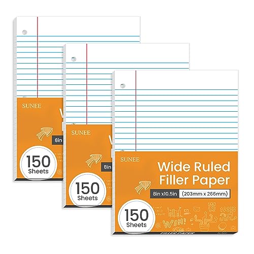 Snapklik.com : Loose Leaf Paper, 8 X 10-1/2 Inch Wide Ruled Paper, 3 ...