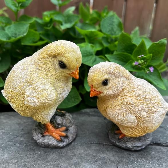 Ftoon Props Two Small Baby Chicks Figurines Resin / 4.25 in. H. Farm ...