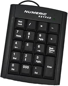 Amazon.com: USB Numeric Keypad Portable Wired Mini USB Keyboard Mini ...