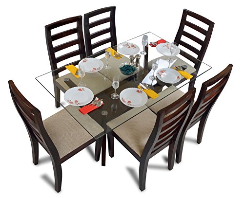 Mubell Silverdale Rise Dining Table Set (Walnut & Biege) : Amazon.in ...