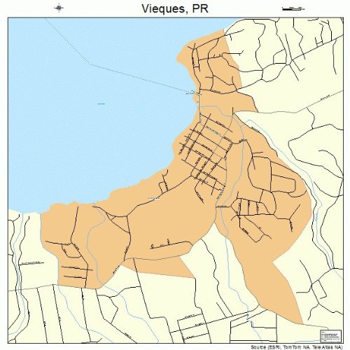 Large Street & Road Map of Vieques, Puerto Rico PR - Printed poster ...