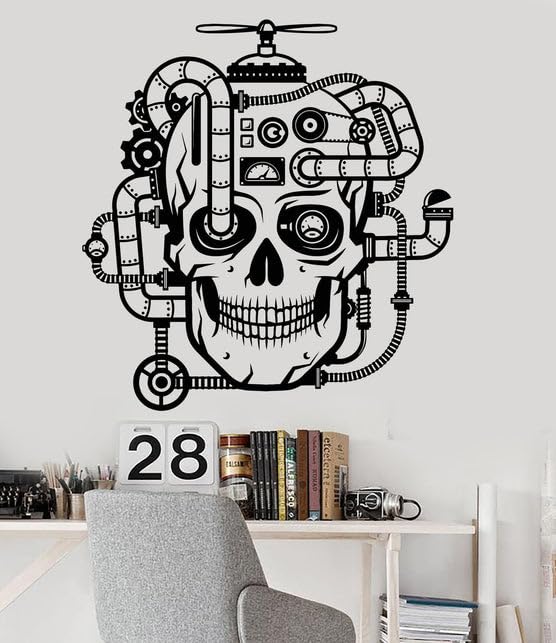 SnappySticker Mechanical Skull Vinyl Wall Art Decal Stickers Kitchen ...