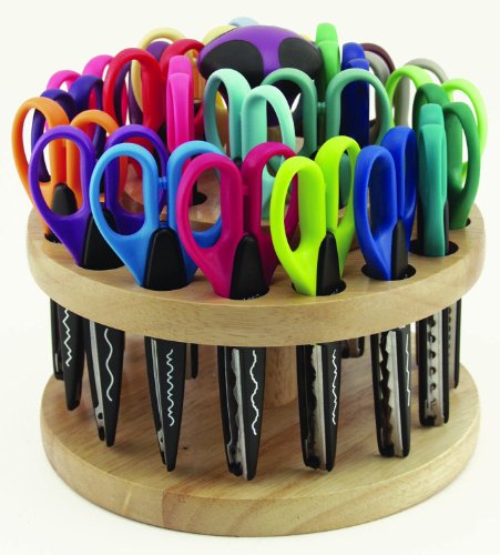Amazon.com: 24 Kraft Edger Scissors in Rotating Hardwood Rack : Arts ...