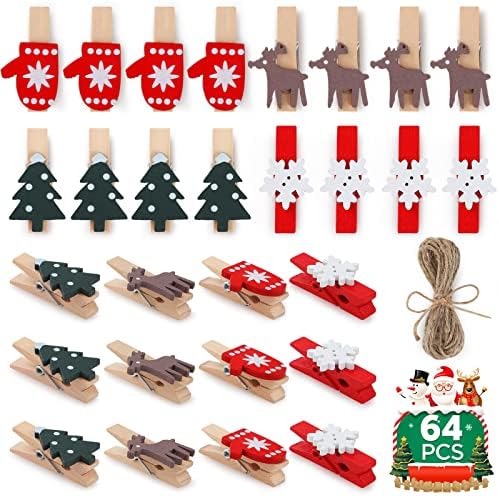 Amazon.com: 50PCS Mini Christmas Clips Wooden Snowflake Clothespins ...