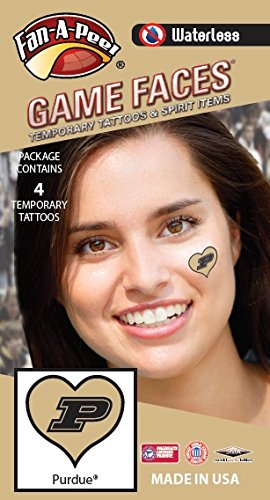 Amazon.com : Purdue Boilermakers Waterless Game Face Tattoo (Heart ...