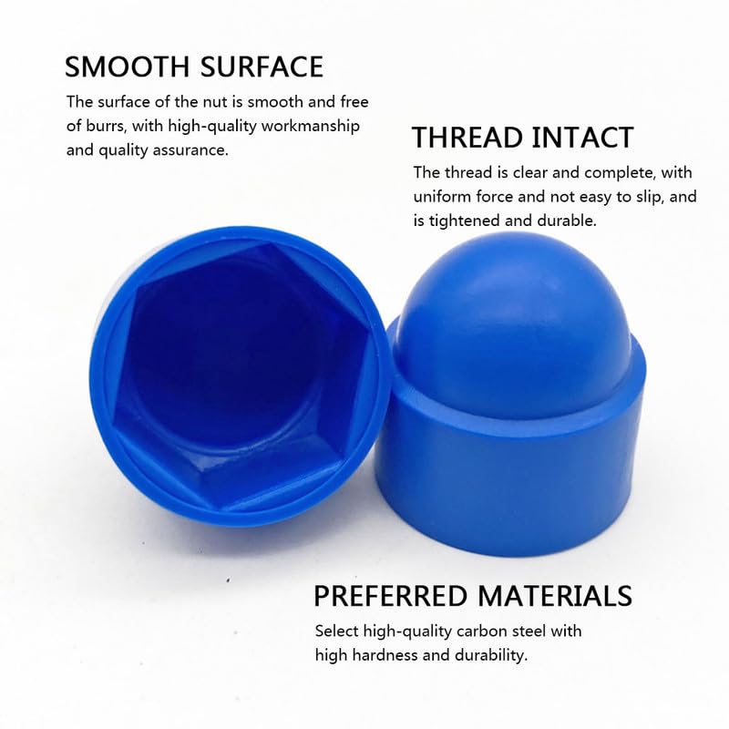 50 Pcs Hex Nut Cover, M12 Blue Bolt Dome Caps Covers, Plastic Dome Bolt ...