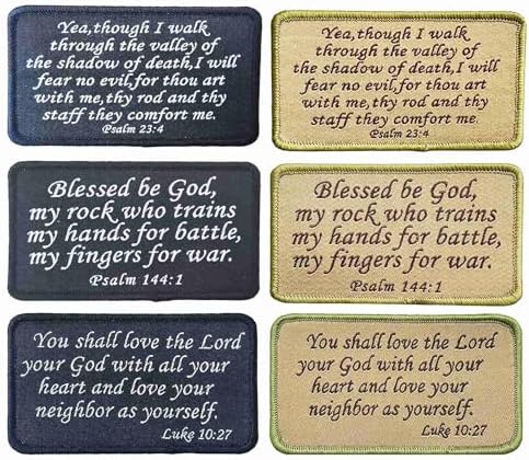 Amazon.com: Bundle 6 Pieces Bible Verse Patches, Psalm 144:1 | Luke 10: ...