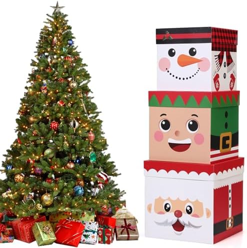 Amazon.com: JOYIN 12 Pcs Christmas Stackable Gift Boxes Set with Lids ...