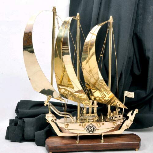 DSH Brass Ship/Boat/Titanic with Wooden Base, Showpiece Item, Perfect ...