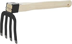 Amazon.co.jp: HXBEE Garden Tool, 4 Tooth Rake with Short Wooden Handle ...