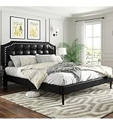 Amazon.com: CXVX King Size Platform Bed Frame and Headboard, Button ...