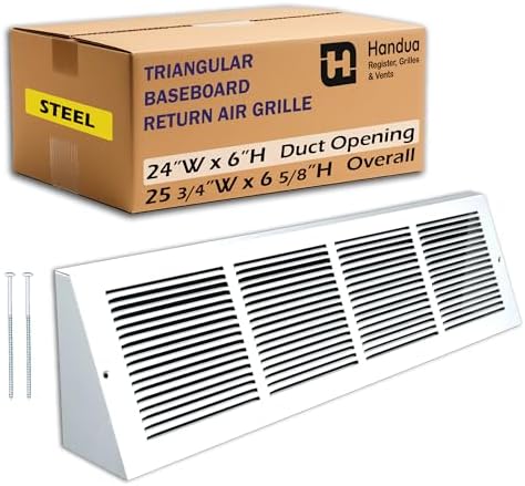 Fits 24x6 Duct Opening | Steel Triangular Baseboard Return Air Grille ...