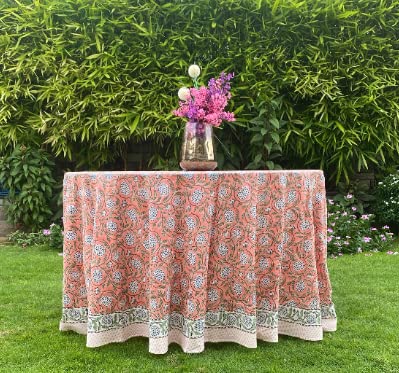 Amazon.com: Ridhi Dark Salmon 100% Cotton Spring Summer Round ...