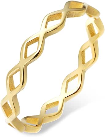 Amazon | [mico.lor] ステンレス リング (98) ひし形 ノットリング サージカルステンレス製 316L メンズ レディース シルバー 男女兼用 ピンキーリング 重ね付け ...