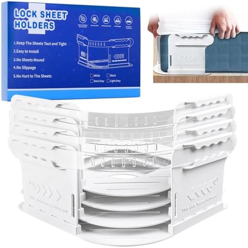 4 Pack Bed Sheet Holders with Lock Strips –Bed Sheet Lock, Durable ...