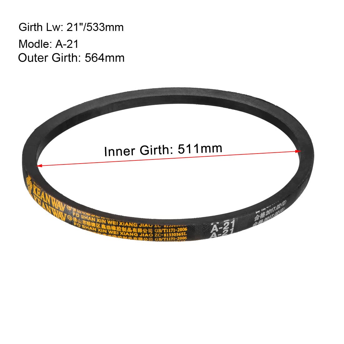 Snapklik.com : Uxcell A21 Drive V-Belts 21 Inner Length 13mm Width 8mm ...