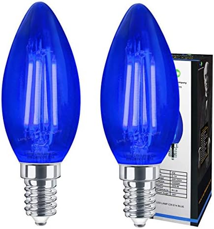 2 x 4w LED Blue Candle Light Bulb E14 Clear Glass : Amazon.co.uk: Lighting