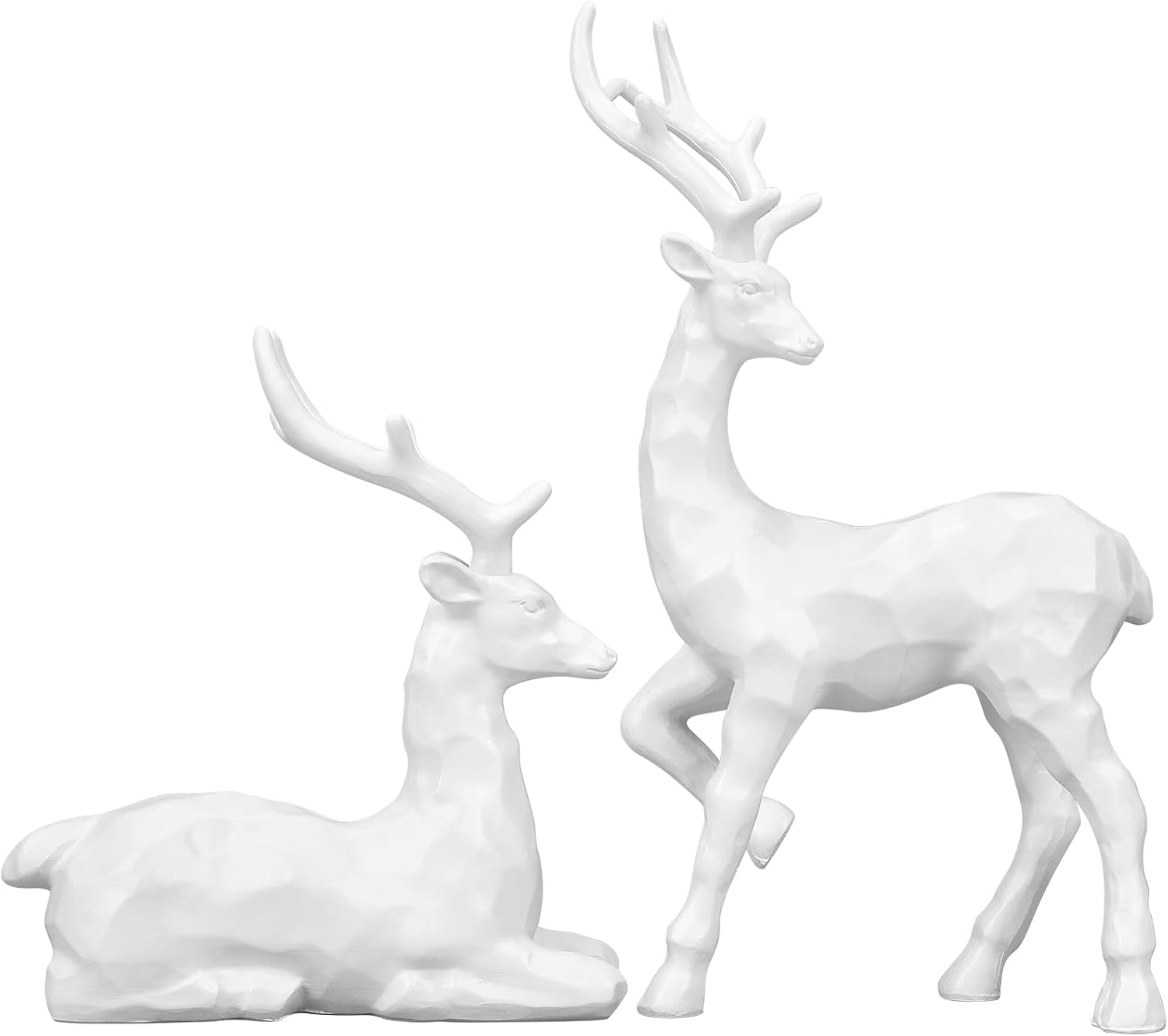 Amazon.com: 2 Pcs Resin Christmas Reindeer Figurines White Tabletop ...