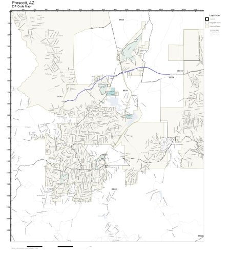 ZIP Code Wall Map of Prescott, AZ ZIP Code Map Laminated: Amazon.com ...