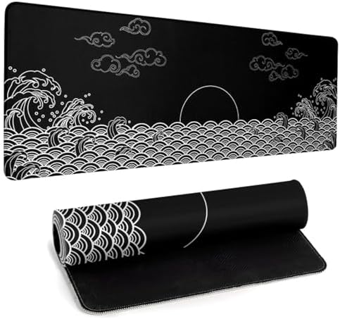 Amazon.com: Brecoy Japanese Sea Wave Large Mouse Pad, Anime Black ...