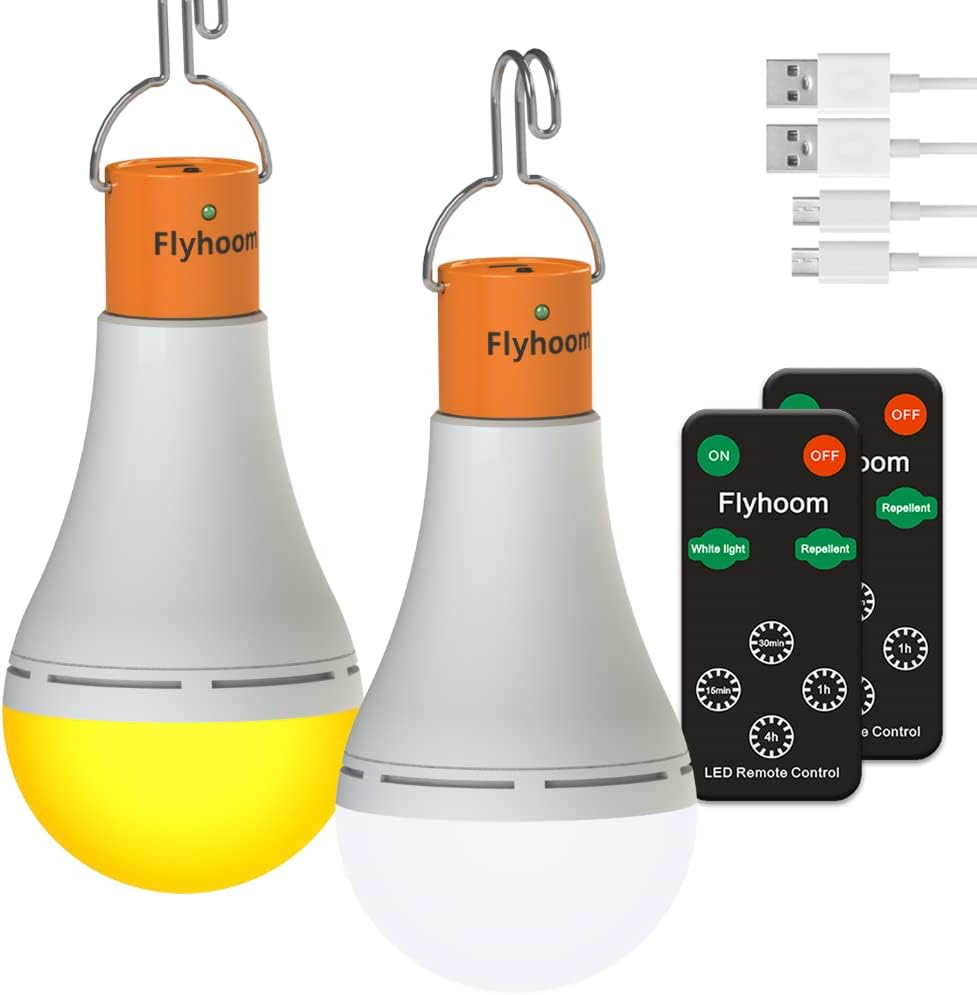 Flyhoom Rechargeable Light Bulb with Remote, 5 Lighting Modes & Timer ...