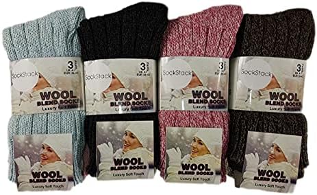 Sock Stack 6 Pairs Of Ladies Chunky Wool Socks Womens Thick Heavy Duty ...