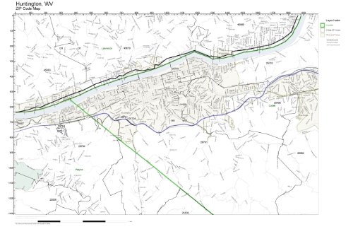 ZIP Code Wall Map of Huntington, WV ZIP Code Map Not Laminated: Amazon ...