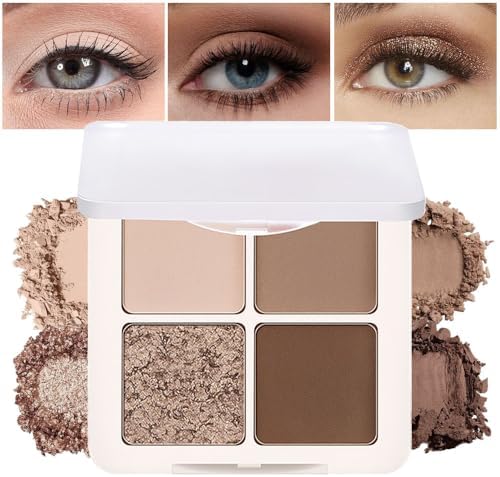 Amazon.com : Eyeshadow Quads, Blendable Matte, Metallic and Shimmer ...