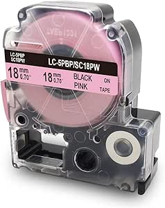 Amazon.co.jp: HeeMaa テープ キングジム互換 テプラPro用 幅18mm 長さ8m SC18PW ピンク地黒文字 1個 強粘着 テープカートリッジ（SC18PW・1個 ...