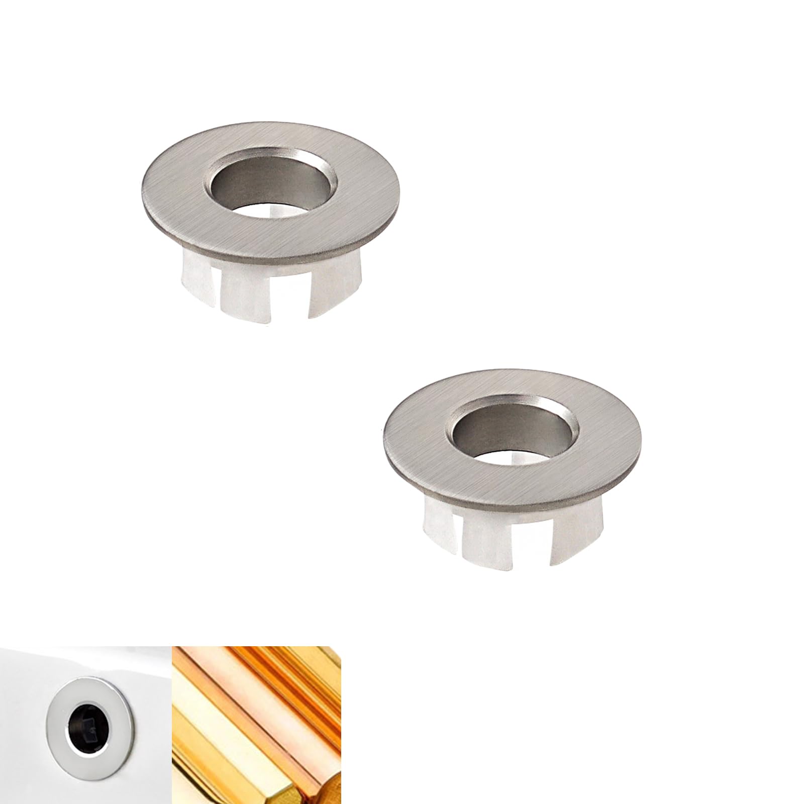 2 Pcs Sink Overflow Ring Brushed Nickel Bathroom Vanity Sink Overflow ...