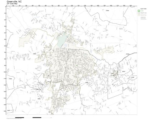 ZIP Code Wall Map of Greenville, NC ZIP Code Map Not Laminated: Amazon ...