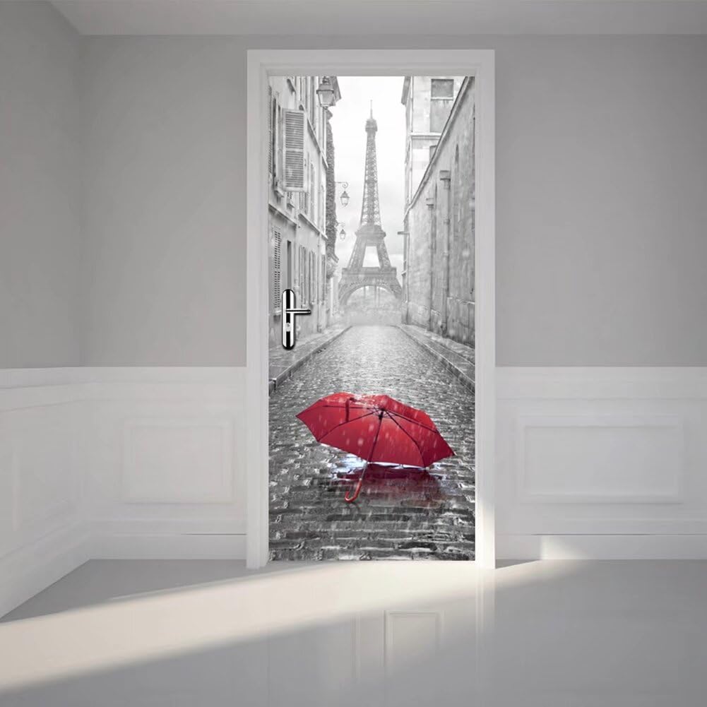 Amazon.com: Tifege 3D Door Sticker Wall Decals Mural Wallpaper Eiffel ...