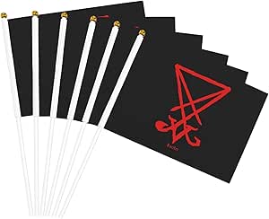 Amazon.com : Occult Sigil of Lucifer Satanic Flag Small Mini Hand Held ...