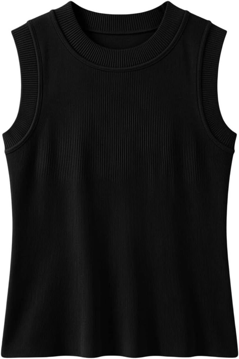 Amazon.com: Girls Ribbed Tank Tops Toddlers Kids Crewneck Sleeveless ...