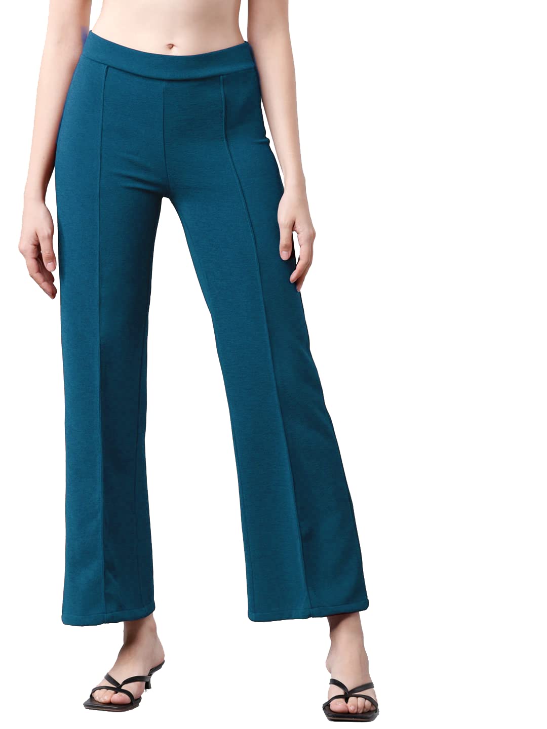 Buy Mehrang Cotton Blend Bootcut Parallel Trouser pants For Women ...