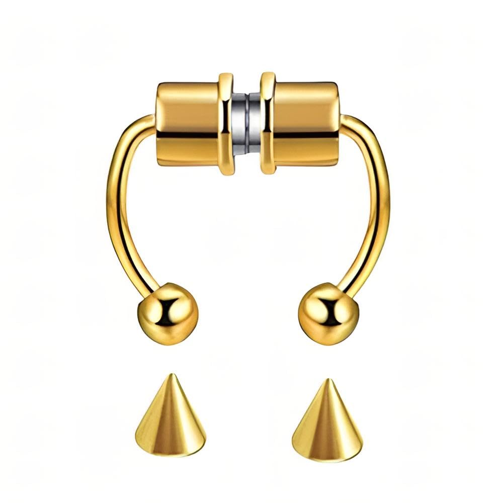 Buy RVM Jewels Septum Fake Nose Ring Without Non Piercing Gold No ...