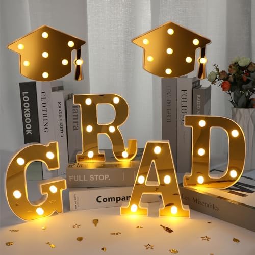 Amazon.com : 2024 Grad Letters with Lights Gold Graduation Party ...