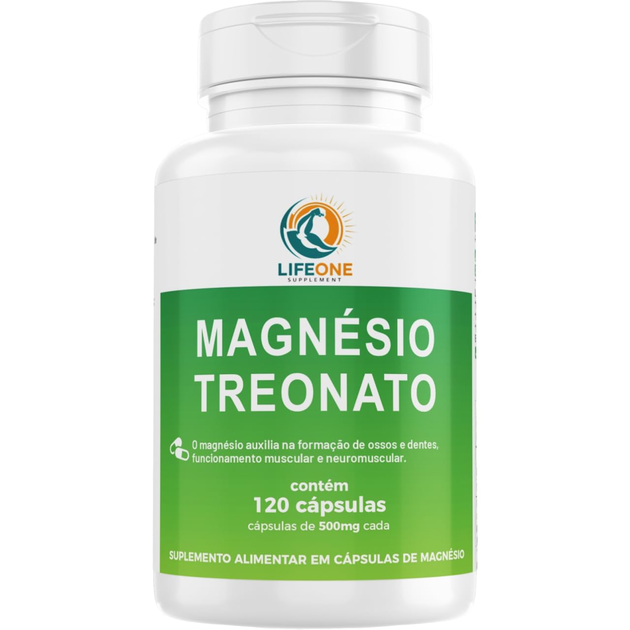 Magnésio Treonato 500mg, 120 Cápsulas, Life One | Amazon.com.br