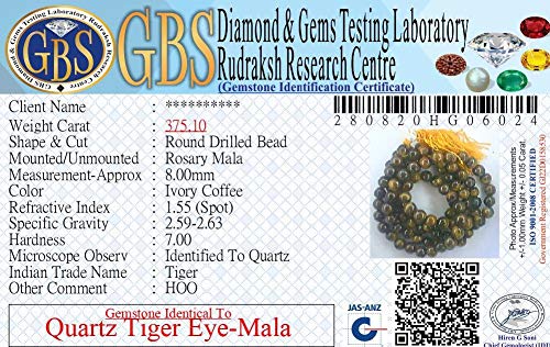 KESAR ZEMS Natural Multi Tiger Eye Stone Prayer Mala -8 MM 108+1 Beads ...