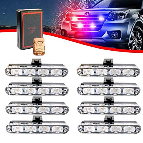 Snapklik.com : Car 8 In 1 32 LED Red Blue Police Strobe Flashing Light ...