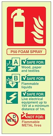 P50 Foam spray extinguisher identification (self adhesive, glow in the ...