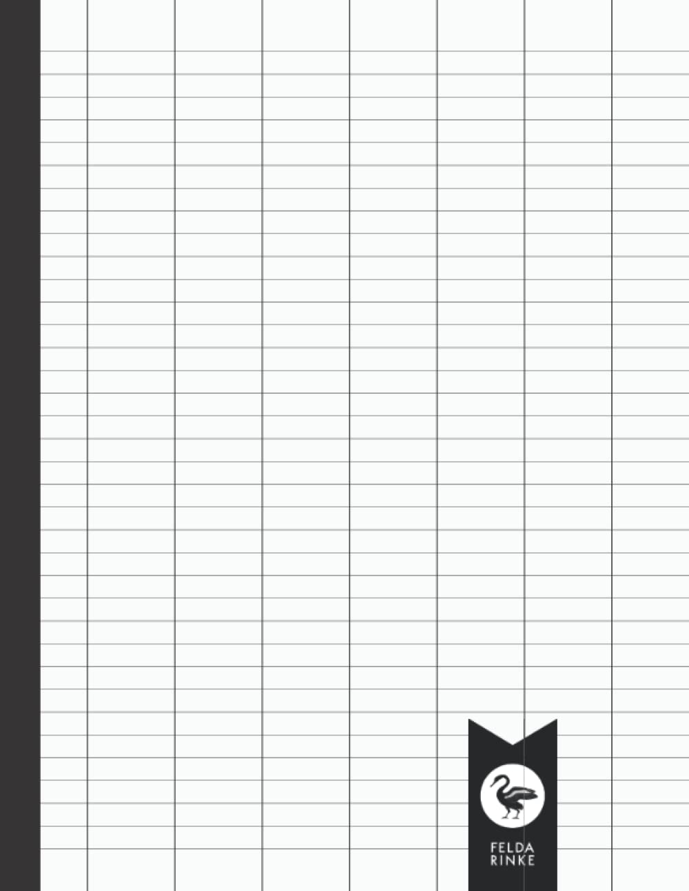 8 Column Notebook: Medium Ruled 8 Column Template | 8.5" x 11" | 110 ...