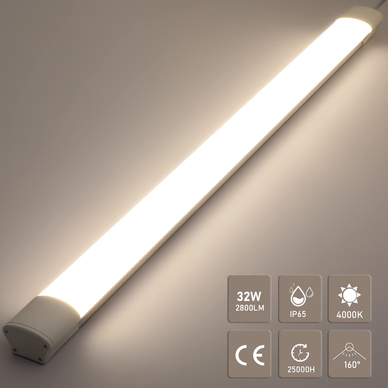 Buy Oeegoo LED Tube 120 cm, LED Wet Room Light 32 W 2800 LM Workshop ...