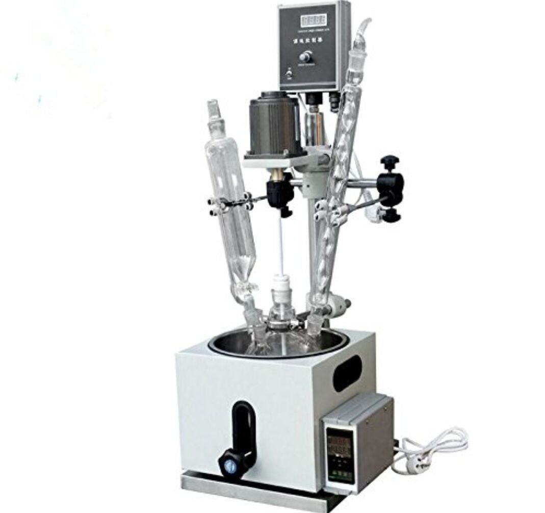 5l Glass Chemical Reactor Reaction Vessel With Stirrer Agitator Polytef ...