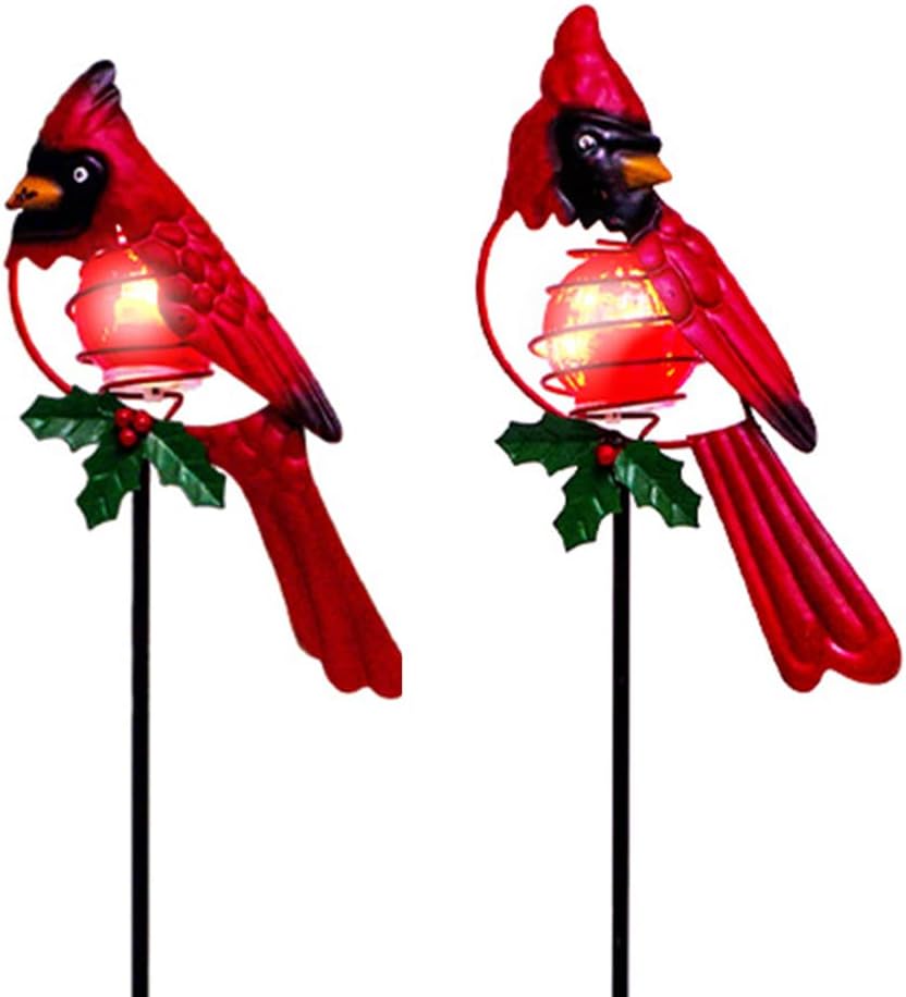 Cardinals Solar Garden Stake Lights,Cardinal Red Bird Figurine Lights ...